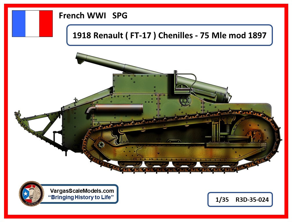 1/35 Renault FT-17 75mm Mle SPG Tamiya, Meng, Resicast, Takom, CSM, SS ...