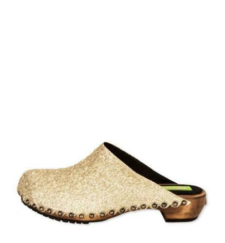 Italian Kitty Flat Heel Clog Gold Sparkle by Mink Size 36 | eBay