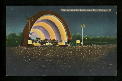 Music postcard Bandshell Bandstand Grant Park Chicago, Illinois IL ...
