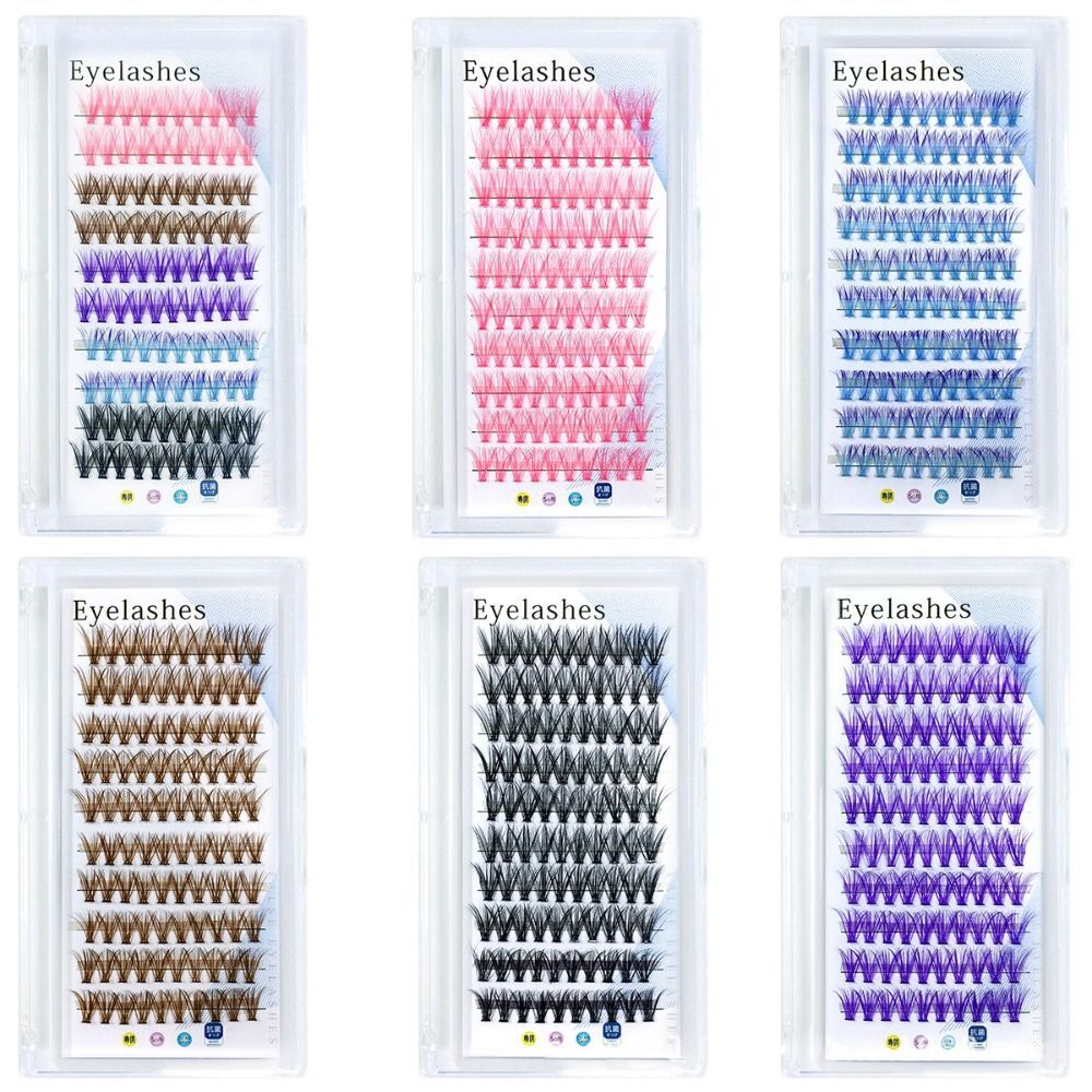 Soft Professional Individual Cluster Lashes Colorful Makeup EyeLashes ...