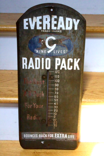 Rare . TIN THERMOMETER SIGN EVEREADY RADIO PACK BATTERIES #LR | eBay