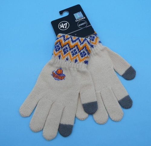 '47 Brand New York Knicks Winter Gloves Womens Beige Knit NBA Glove ...