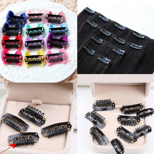 50X28mm Black U Shape Snap Metal Clips For Hair Extensions Weft Clip-on ...