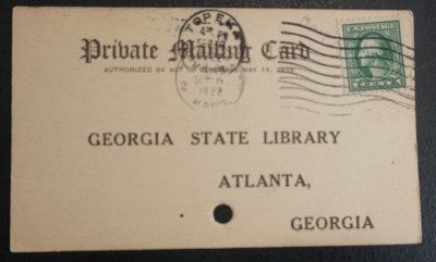 1922 Library card Georgia State Library Atlanta | eBay