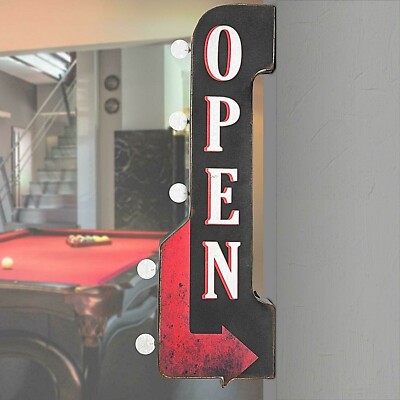 Vintage Old Fashioned Retro Metal OPEN Sign 3-D Double-Sided LED ...
