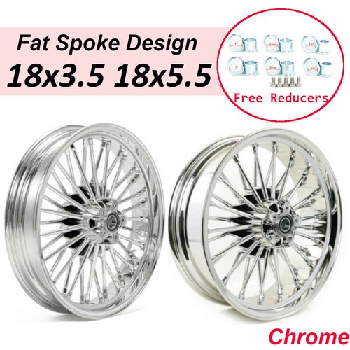 Fat Spoke Wheels Rims Set 18x3.5 18x5.5 For Harley Softail Fatboy ...