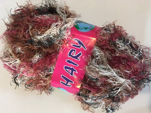 Raspberry White Brown Black Wavy Eyelash Yarn Dark Horse Hairy #31 100 ...