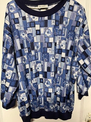 LOT 1664- VICKI WAYNE- Blue FLoral Top - Size XL | eBay