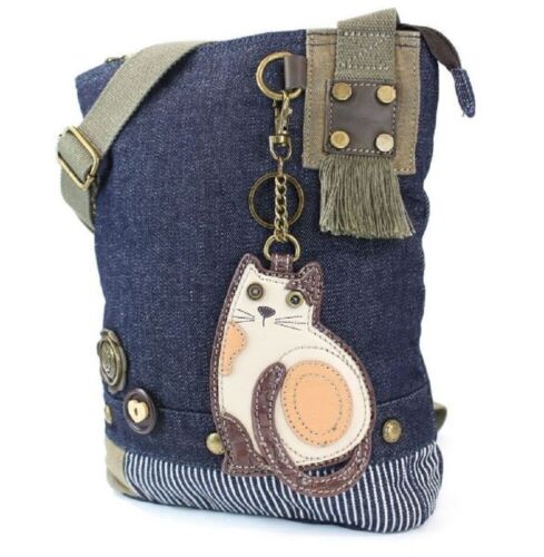 Chala Purse Handbag Denim Canvas Crossbody With Key Chain Tote Kitten ...
