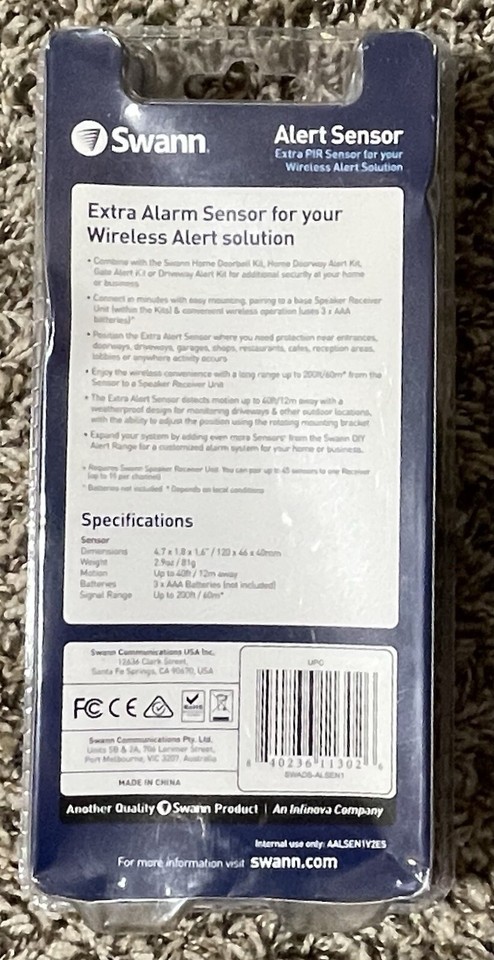 Swann Home Series Motion Alert Sensor Extra Alert New Sealed | eBay