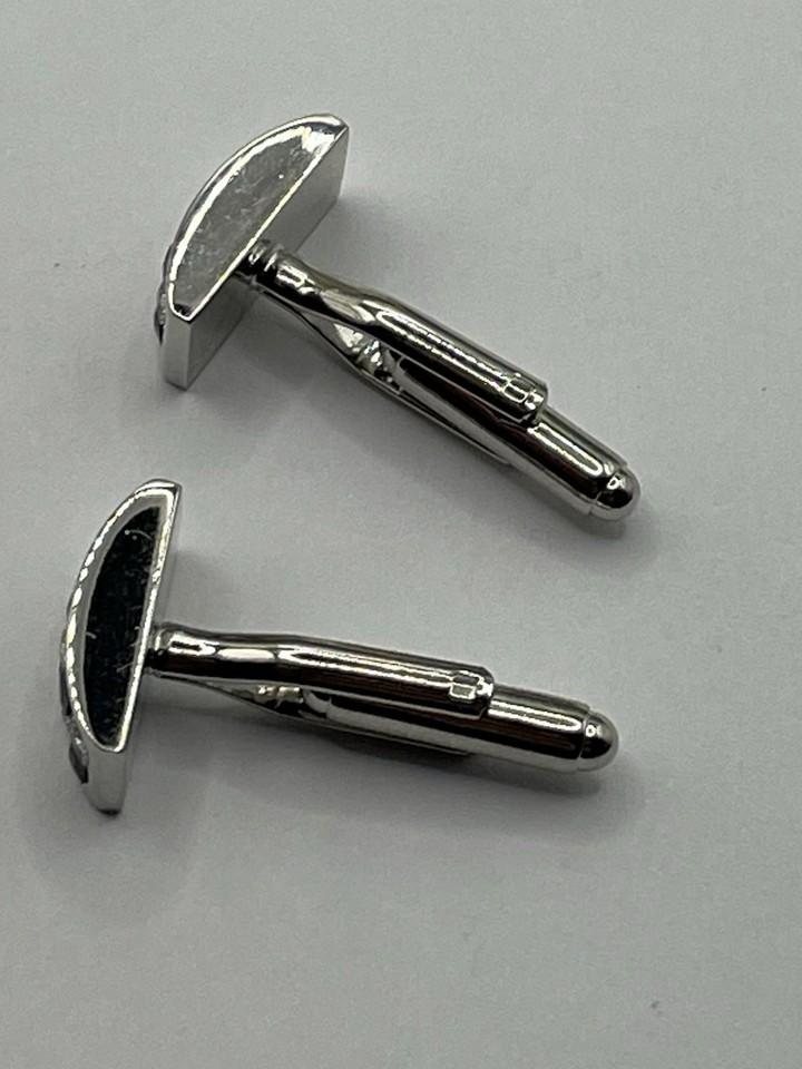 Cufflinks, Silver-tone Rectangular, Square Black & Clear Crystal Front ...