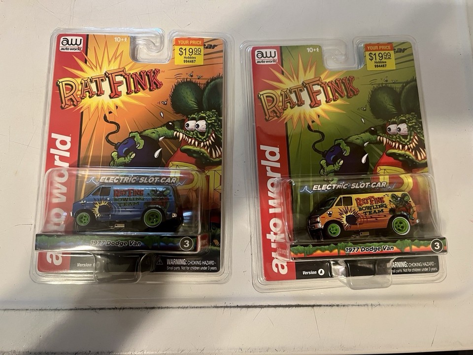 Lot Of 2 1977 Dodge Van Rat Fink Slot Cars Auto World AW 4 Gear | eBay