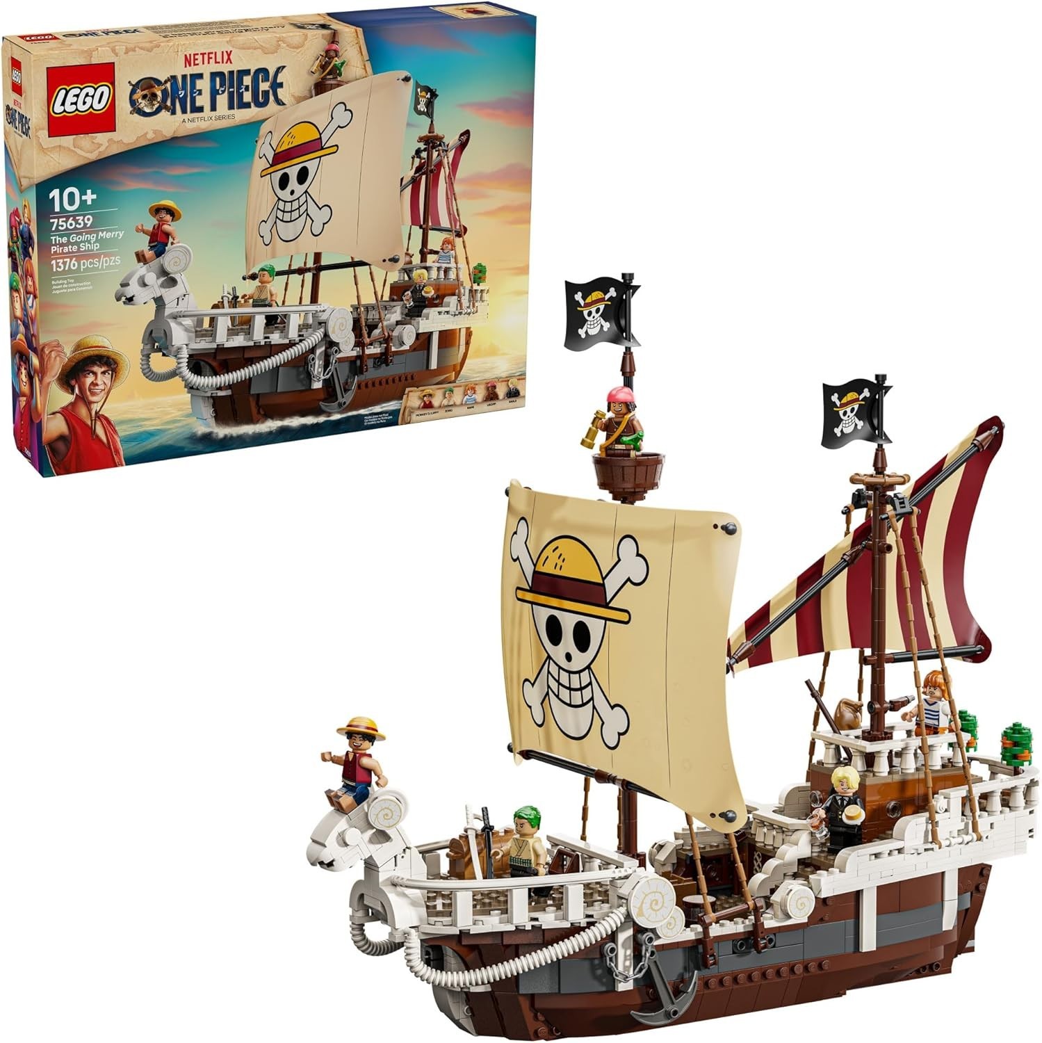 LEGO One Piece The Going Merry Pirate Ship 75639 Building Kit (1376 ...