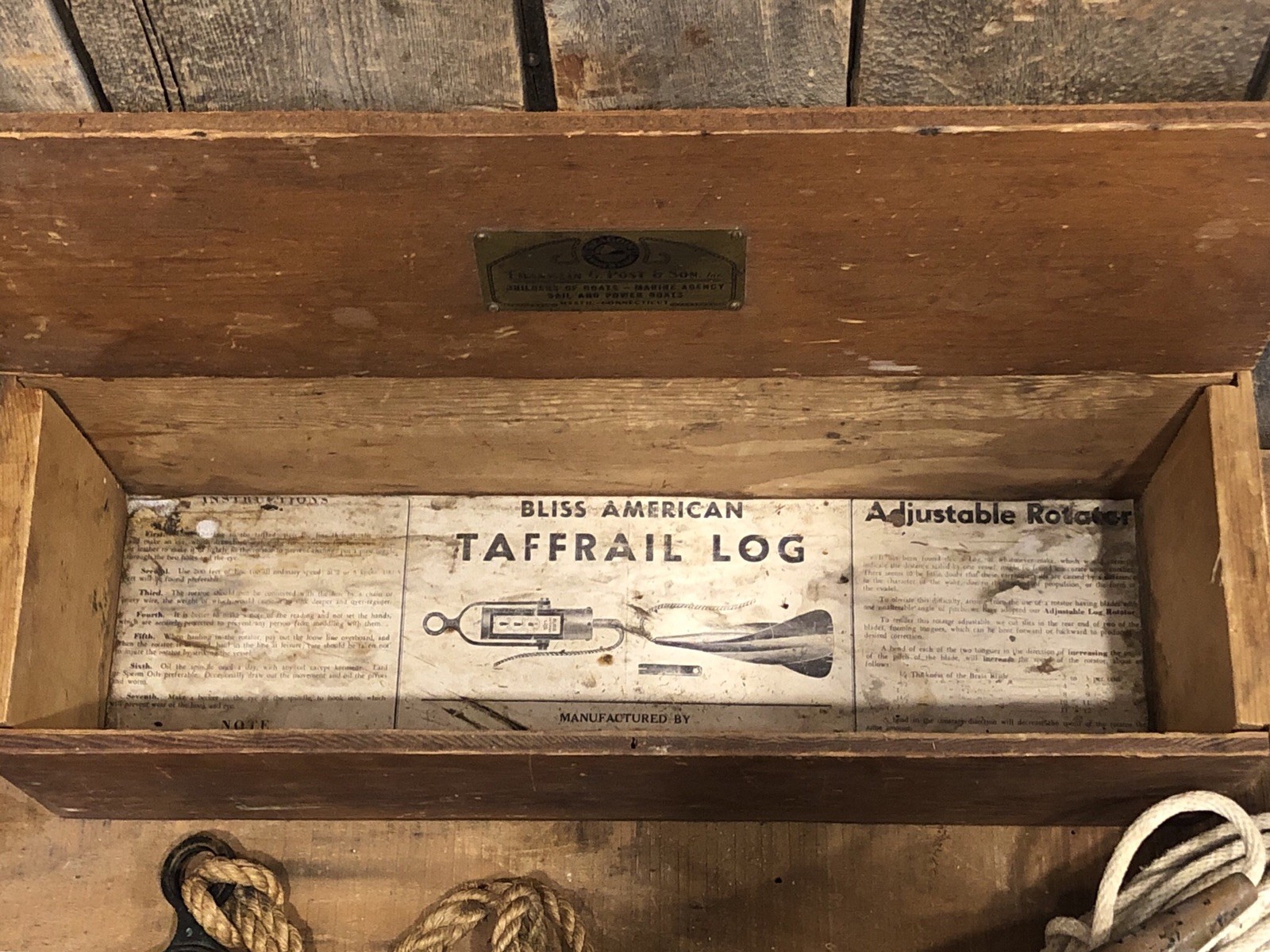 Antique Bliss American TAFFRAIL LOG Brass John Bliss With Original Box ...