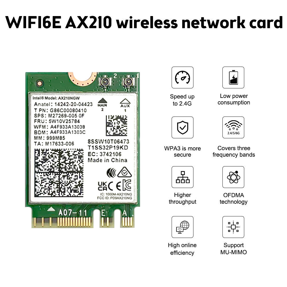 Intel Wifi 6 AX200 AX210 Wifi 6E AX3000Mbps | Grelly UK