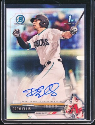 DREW ELLIS 2017 BOWMAN DRAFT CHROME REFRACTOR AUTOGRAPH AUTO 1ST RC ...