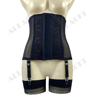 Alacki Sheer Garter Belt Mesh Boned Waist Cincher with 6 Straps Body ...
