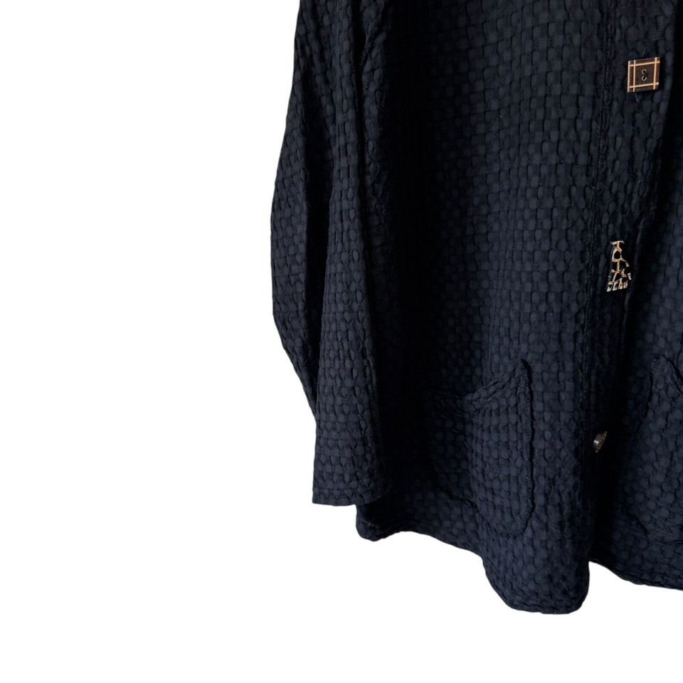 Vtg Produce Company Lg Cotton Texture Waffle Weave Lagenlook Cardigan Jacket USA | eBay