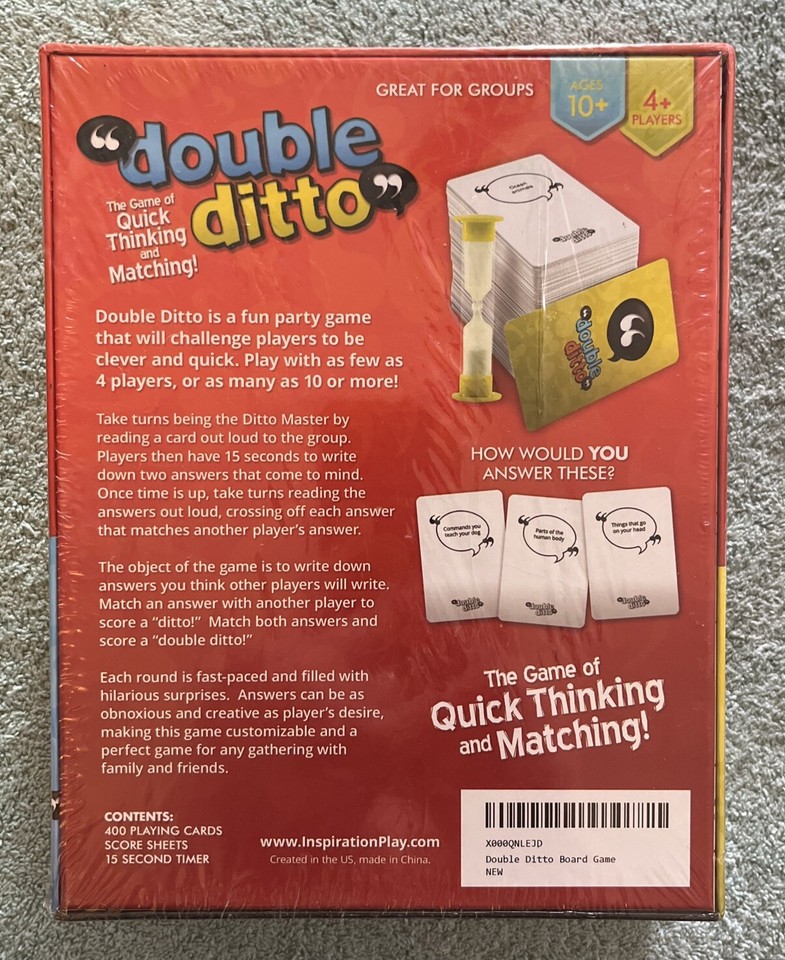 NEW & SEALED DOUBLE DITTO BOARD GAME QUICK THINKING AND MATCHING PARTY ...