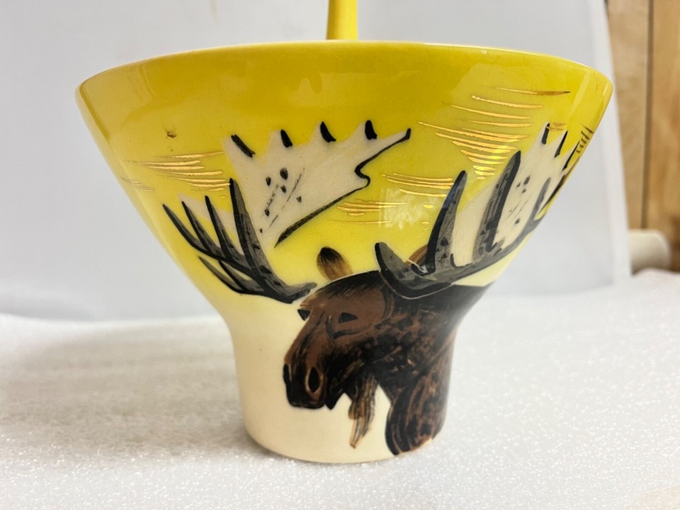 RARE MATTHEW ADAMS Alaska Moose Ginger Jar MCM Pottery Handpainted Lid ...