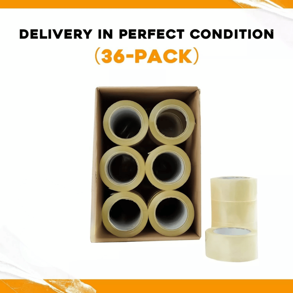 Packing Tape 36 Rolls 110 Yards 2 Mil (330 ft) Clear Carton Sealing ...