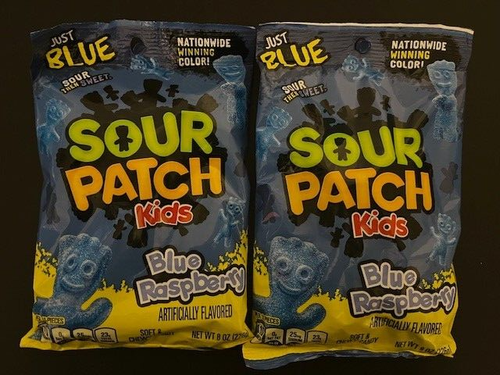 Sour Patch Kids Blue Raspberry Chewy Gummy Candy- (2 Bags= One Pound ...