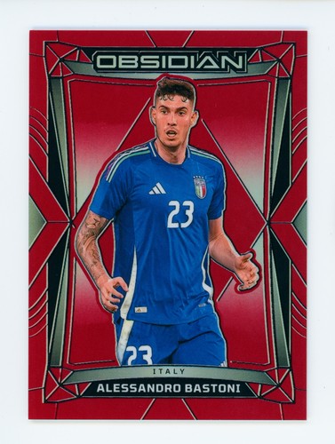 2024-25 Alessandro Bastoni Panini Obsidian Red Flood Italy Soccer Card ...