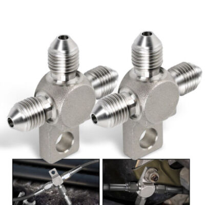 2PCS 3AN AN-3 Stainless Steel AN3 3-Way Male Brake Hose Fitting Tee ...
