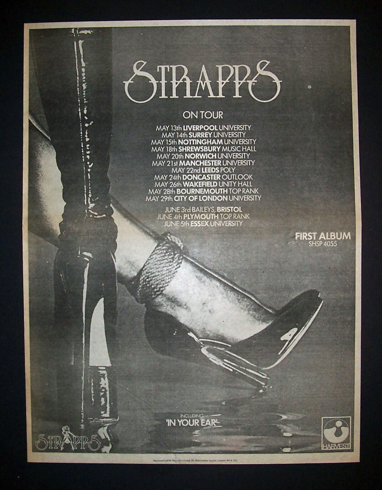 Strapps 1st Album & Tour 1976 Poster Type Ad, Promo Advert (Bondage ...