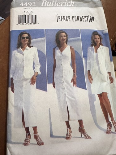 Butterick Sewing Pattern 4492 French Connection Jacket Dress Skirt 18 ...