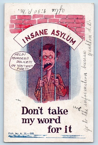 Scotland SD Postcard Howe Insane Asylum Don't Take My Word Comic Humor ...