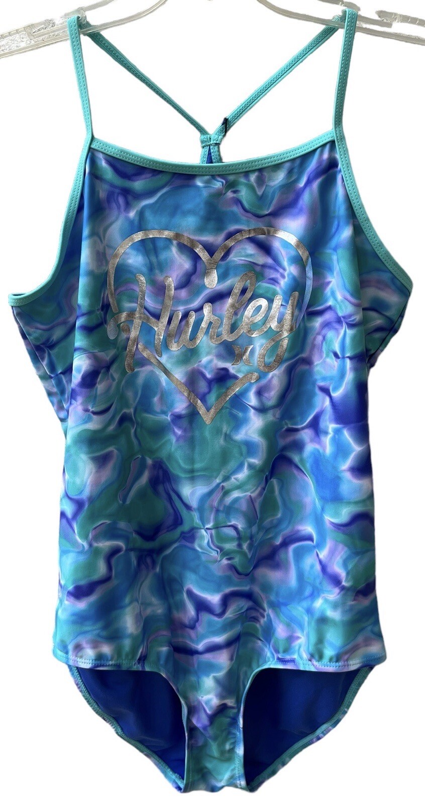 Hurley Girl Size 14/16 Aurora Green Purple 1-Piece Fast Dry Swimsuit ...