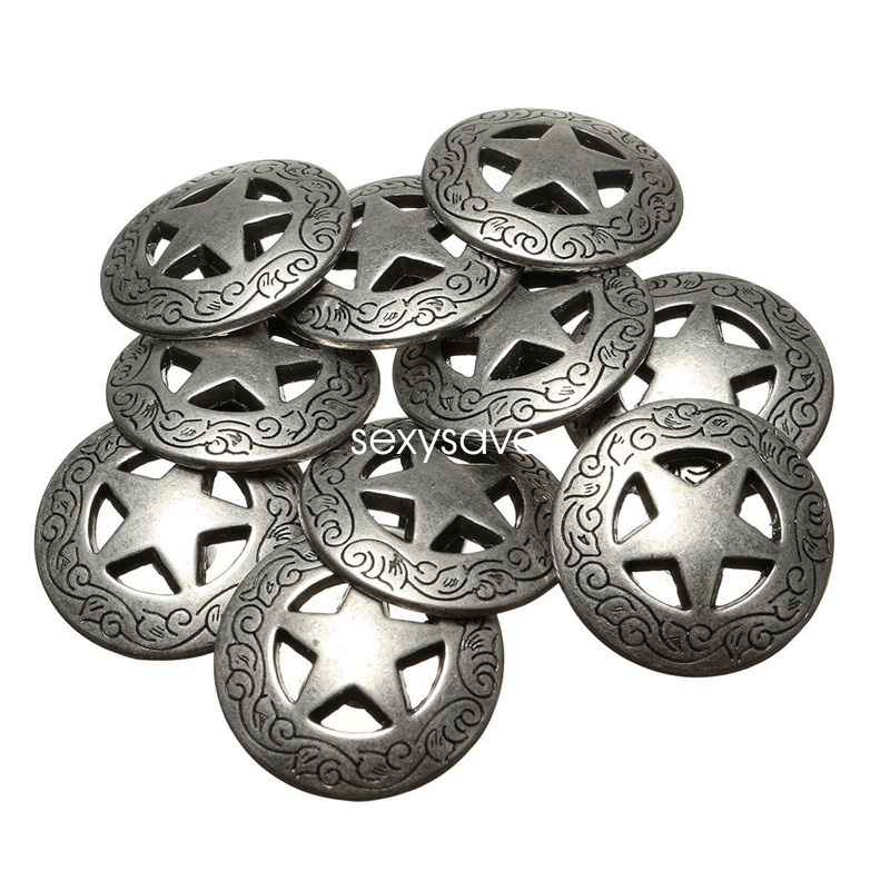 3/4" Western Texas Star Concho Buttons Snap Fastener Silver Color 21mm ...