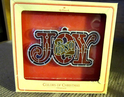 Vintage HALLMARK Colors of Christmas Ornament 1980 Stain Glass JOY | eBay
