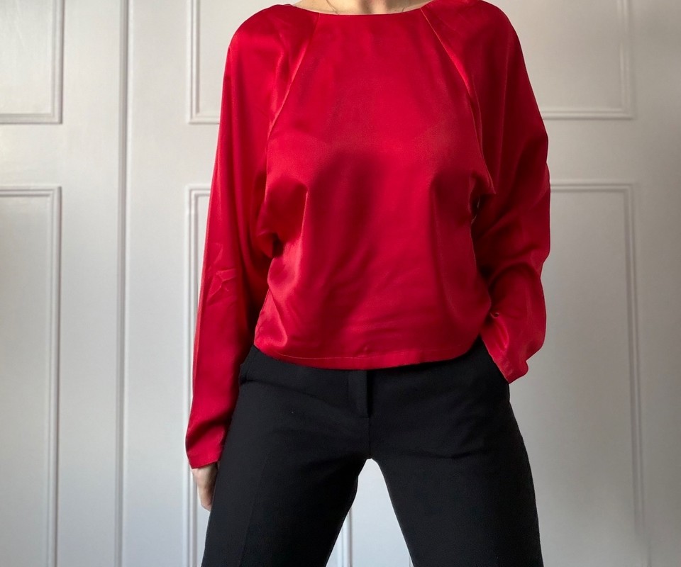 HM Red Silky Satin Look Blouse Size S 8-10 | eBay