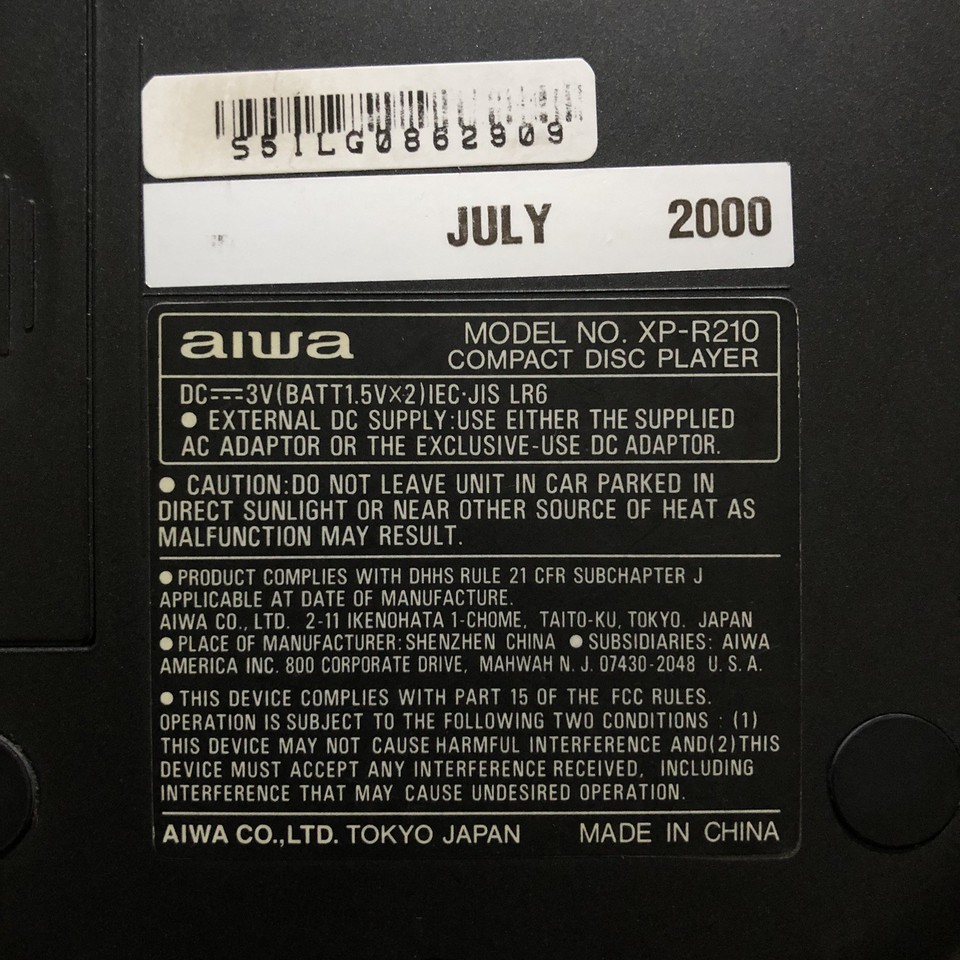VTG AIWA XP-R210 Portable CD Player AM/FM Radio EASS Plus Fully Tested ...