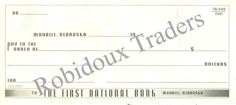 Vintage Counter Checks: First National Bank, Morrill & Mitchell ...