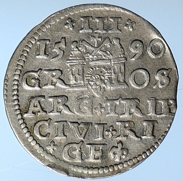 1590-1600 POLAND King Sigismund III Castle ANTIQUE Silver 3 Grossus ...