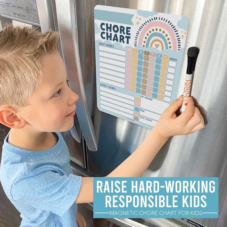 Boho Dry Erase Chore Chart for Kids - Magnetic Chore Chart for Kids ...