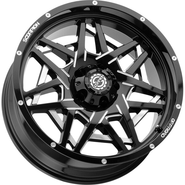 (Set of 5) Scorpion SC-32 22x14 6x5.5" -76mm Black/Milled Wheels Rims ...