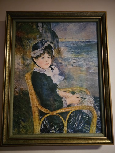 BY THE SEASHORE Pierre Auguste Renoir 20Wx26L Canvas Reprint In Glass ...