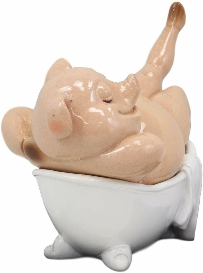Sexy Babe Marilyn The Swine Pig Diva Bathing in Bathtub Statue 6"L ...