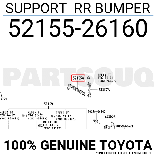 5215526160 Genuine Toyota SUPPORT RR BUMPER 52155-26160 | eBay