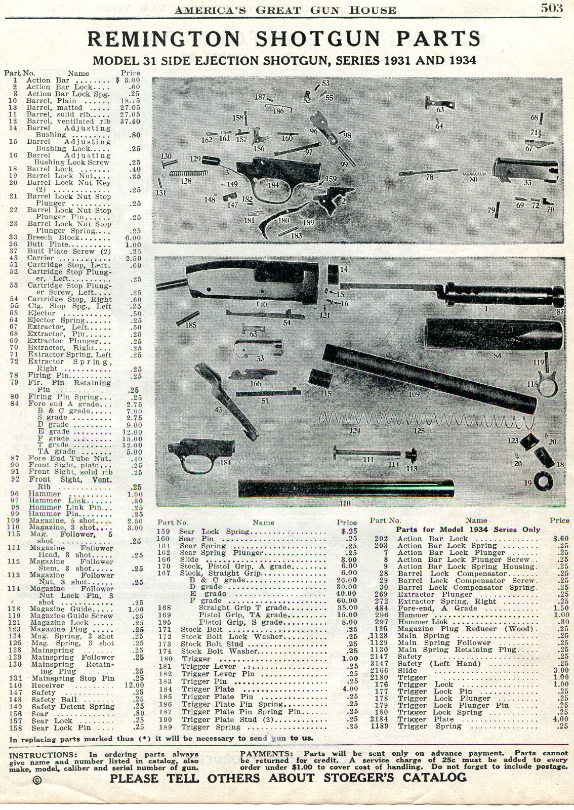 1941 Print Ad of Remington Model 31 & 29 Shotgun Parts List | eBay