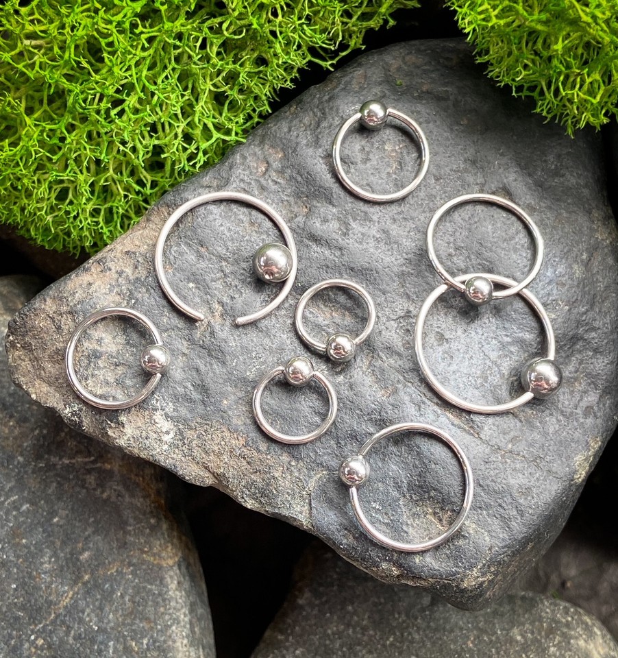 4 PAIR Value Pack 316L Surgical Steel Captive Bead Rings 14g, 16g, 18g ...
