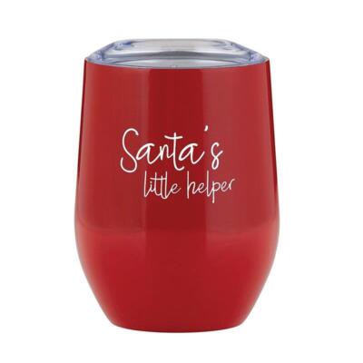 Stemless Wine Tumbler Santa's Little Helper Size 4.5in H 12oz Pack of 2 ...