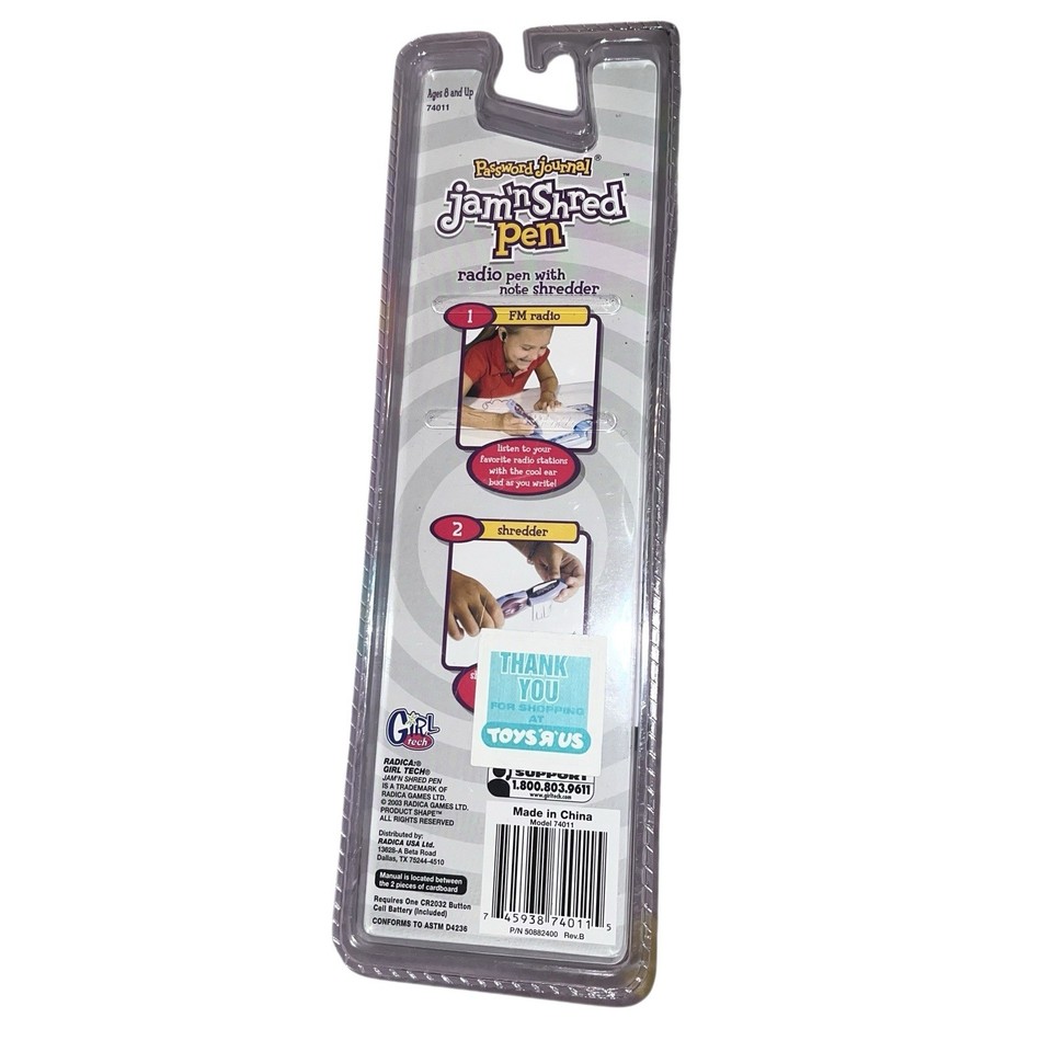 Girl Tech Password Journal Jam 'n Shred Pen Radica 2003 SEALED | eBay