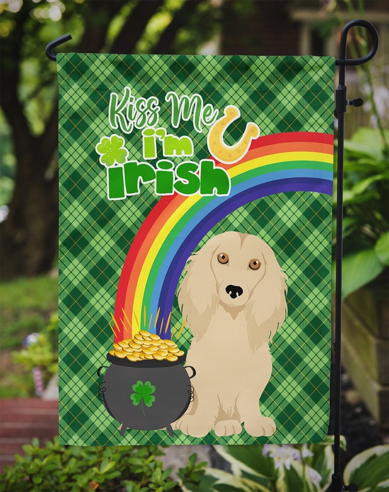 Caroline's Treasures Dachshund Longhair Cream St Patrick's Garden Flag ...