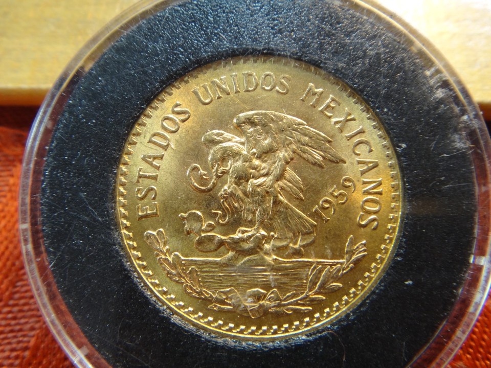 1959 Mexican Gold Veinte 20 Pesos Aztec Sunstone Coin 0.4823 oz AGW | eBay