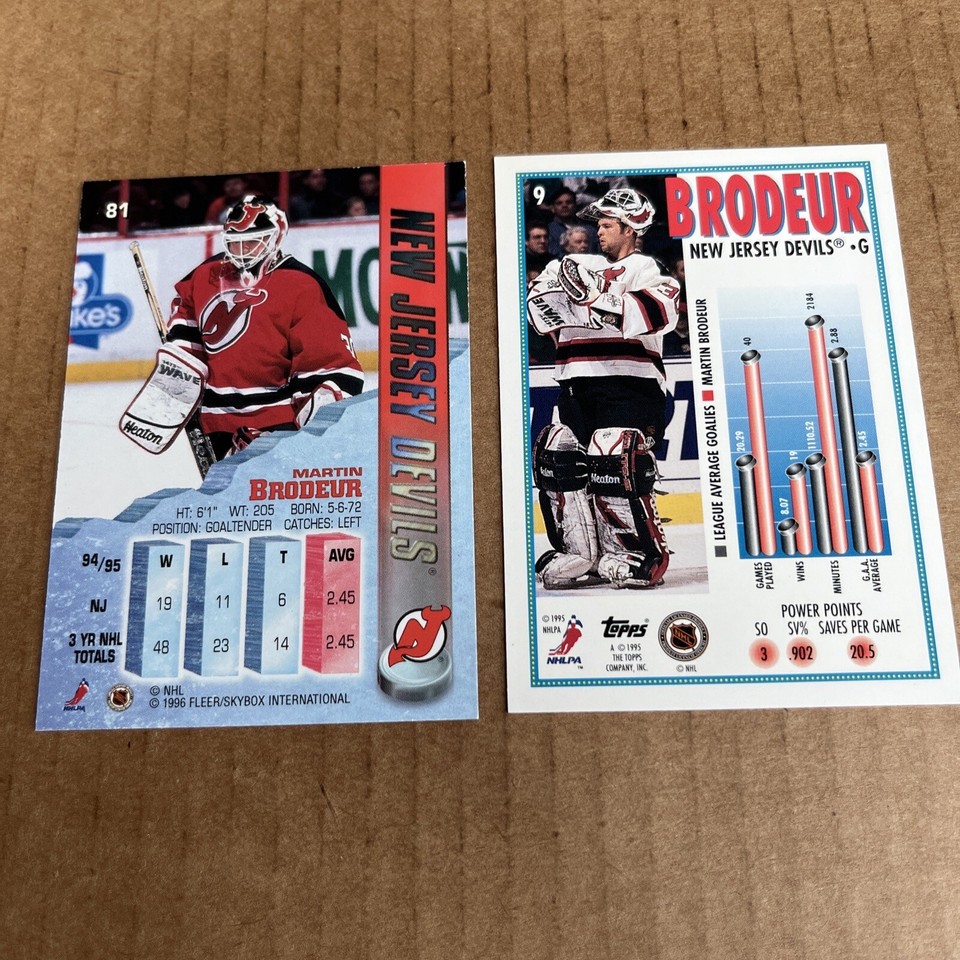 MARTIN BRODEUR 1995 Topps Marquee Men #9 & Metal #81 Devils Hockey ...